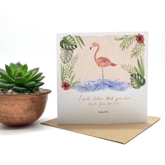 Flamingo Christian Scripture Card Blank Notecard | Etsy