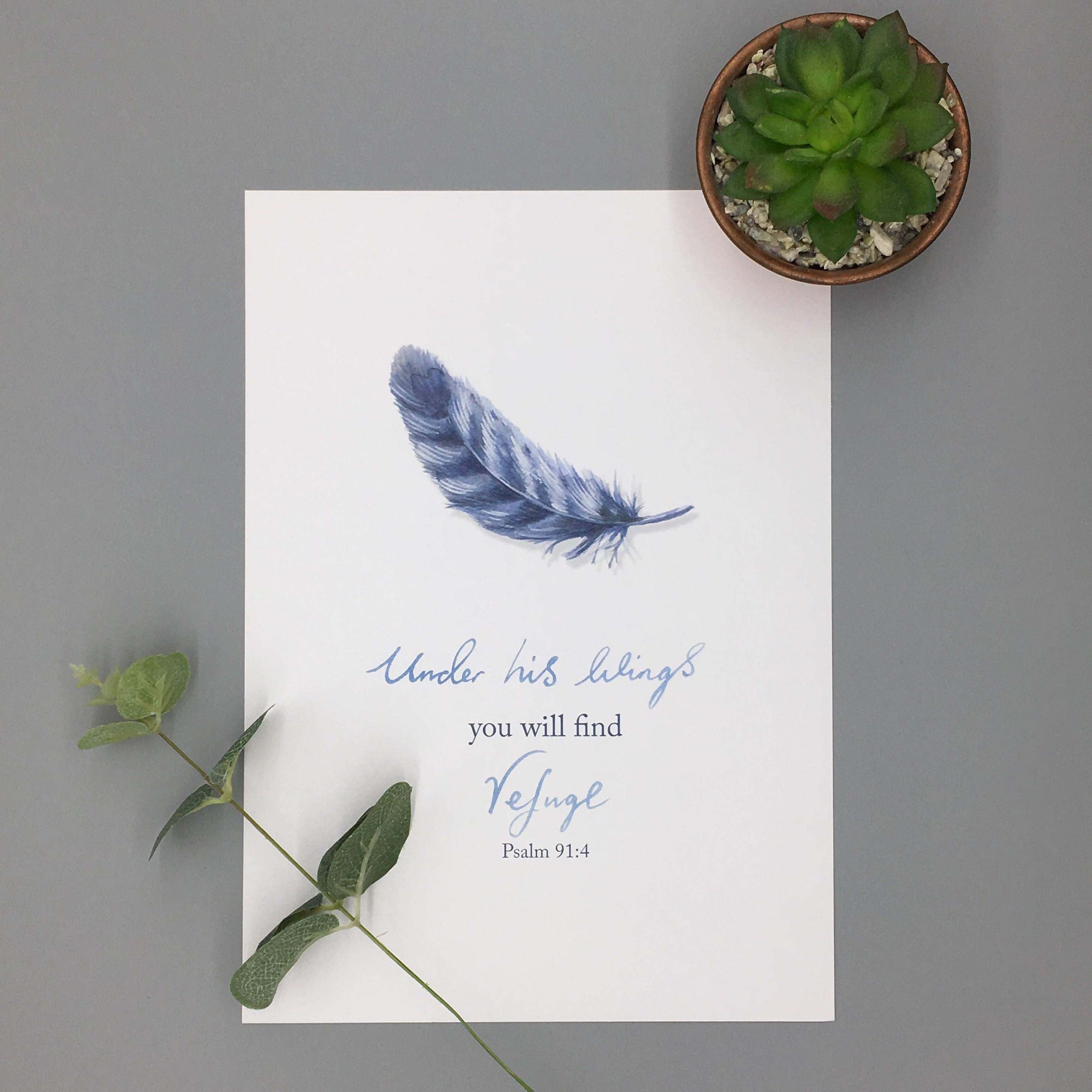 Under His Wings Print Christian Print Art Gift Baptism | Etsy