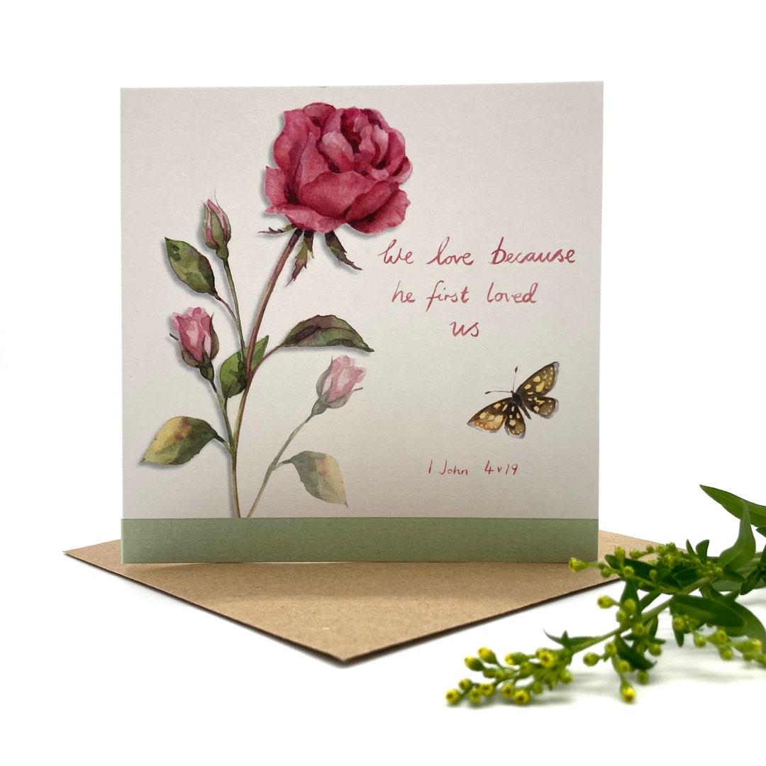 Rose Note Card | Christian Card - Etsy