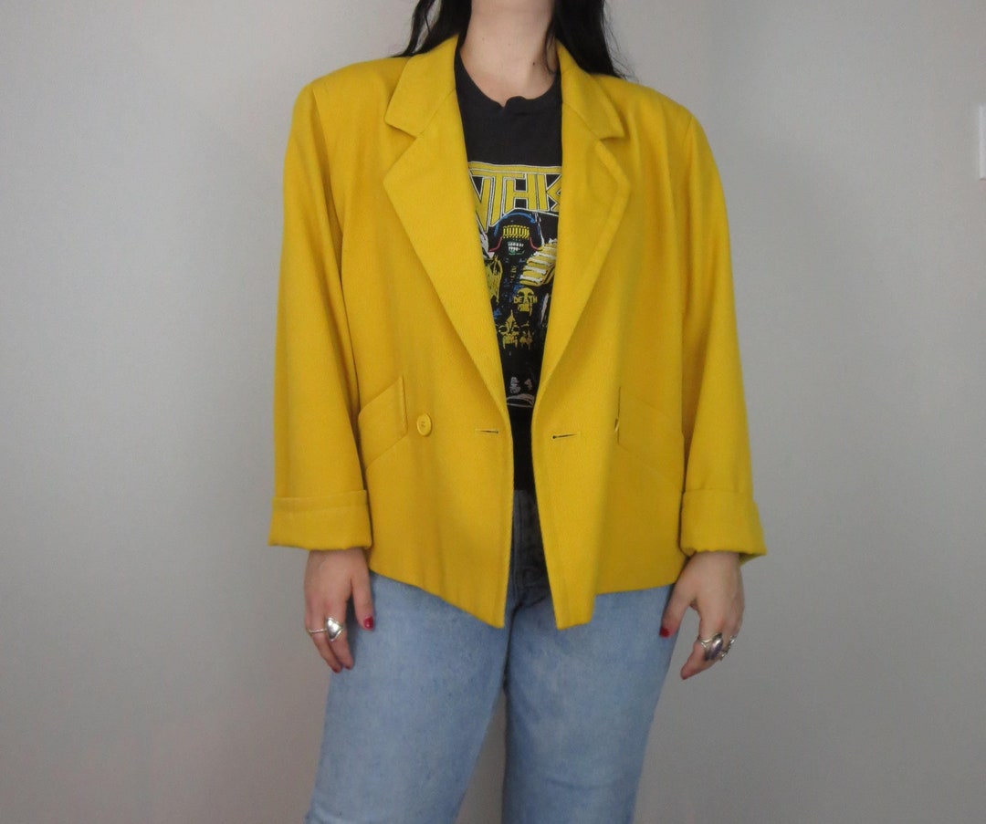 1980s Jaeger Yellow Blazer Jacket / 1980s Blazer / Retro Yellow Blazer ...