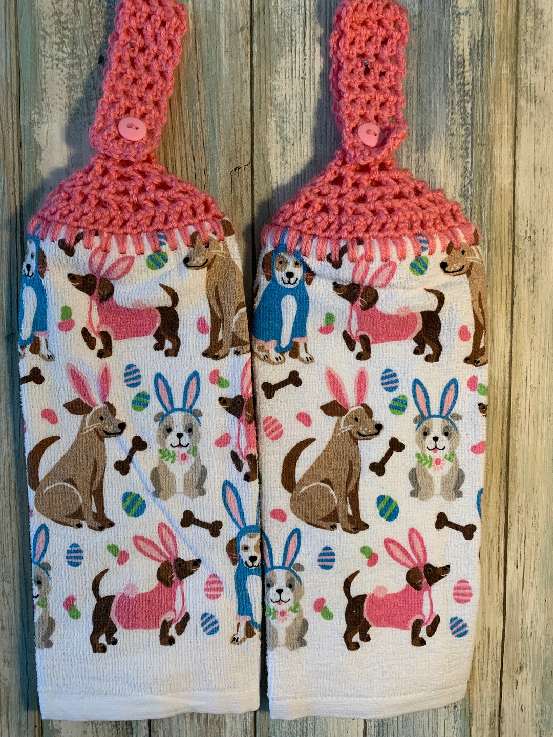 Easter Parade, Dogs, Puppies, Bones, Bunny Costume, Eggs, Crochet Towel ...