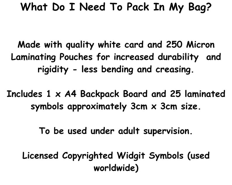 What Do I Pack in My Bag School Visual Board Autism/children and 25 ...