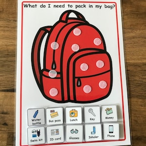 What Do I Pack in My Bag School Visual Board Autism/children and 25 ...