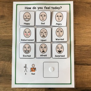 A4 Emotions Feelings How I Feel Chart for Sen/visual Learners/autism ...