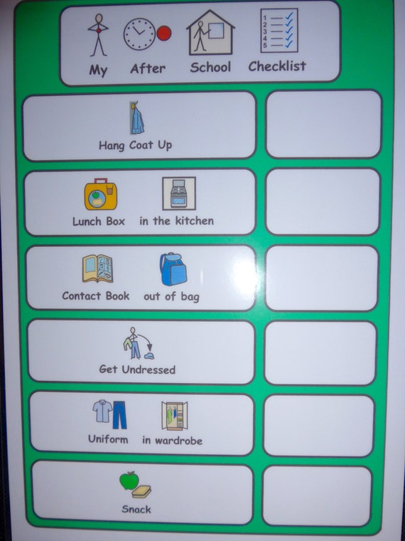 My After School Checklist Support/Aid for Autism/ADHD//Visual | Etsy