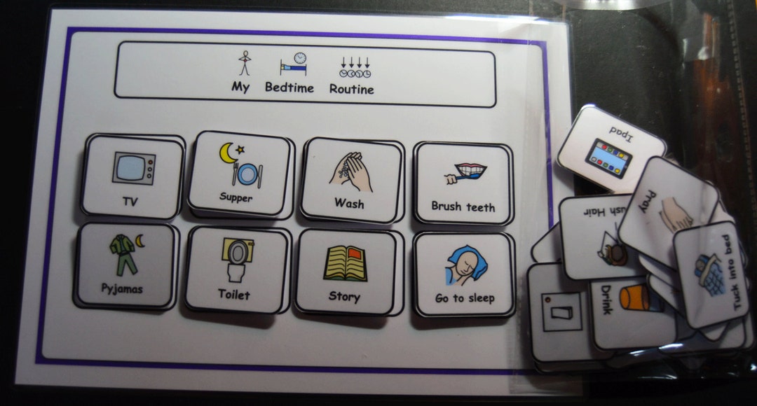My Evening/bedtime Routine Chart Visual Support Visual Aid for Asd/adhd ...