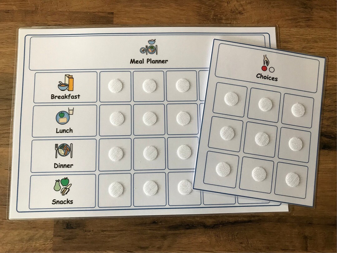 Meal Planner Visual Choice Board & 105 Food Symbols Children Autism ...