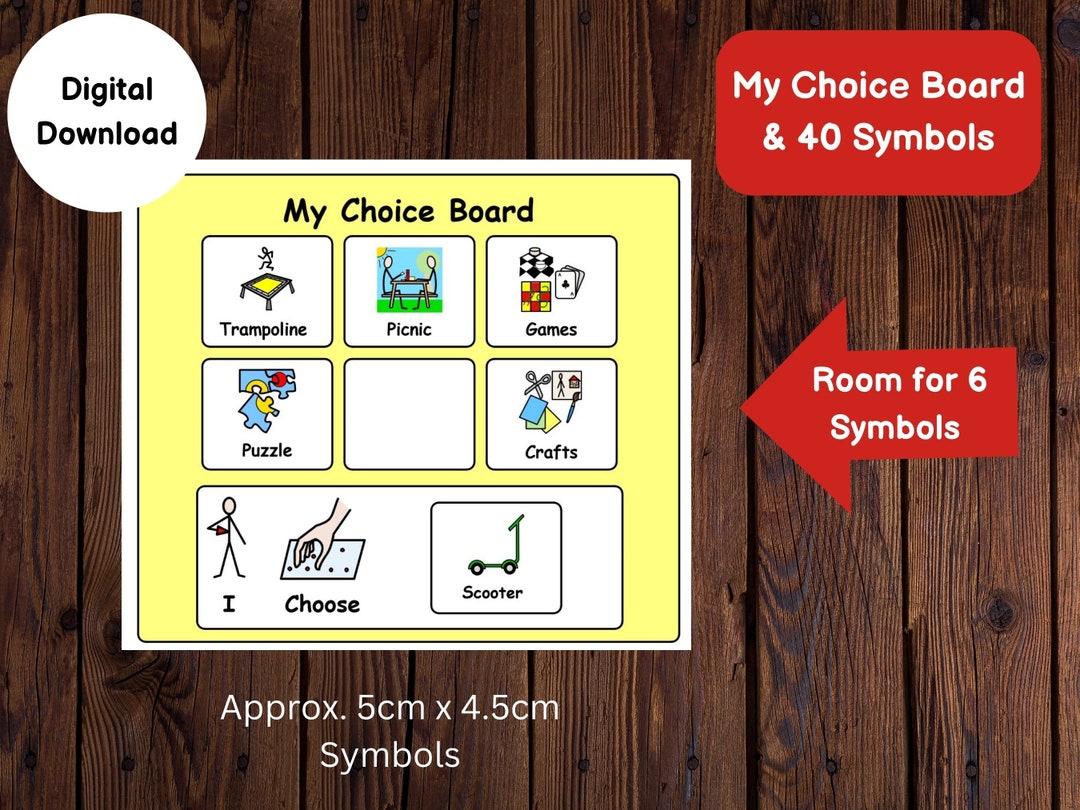 Choice Board & 40 Symbols Visual Support Timetable Printable for ...