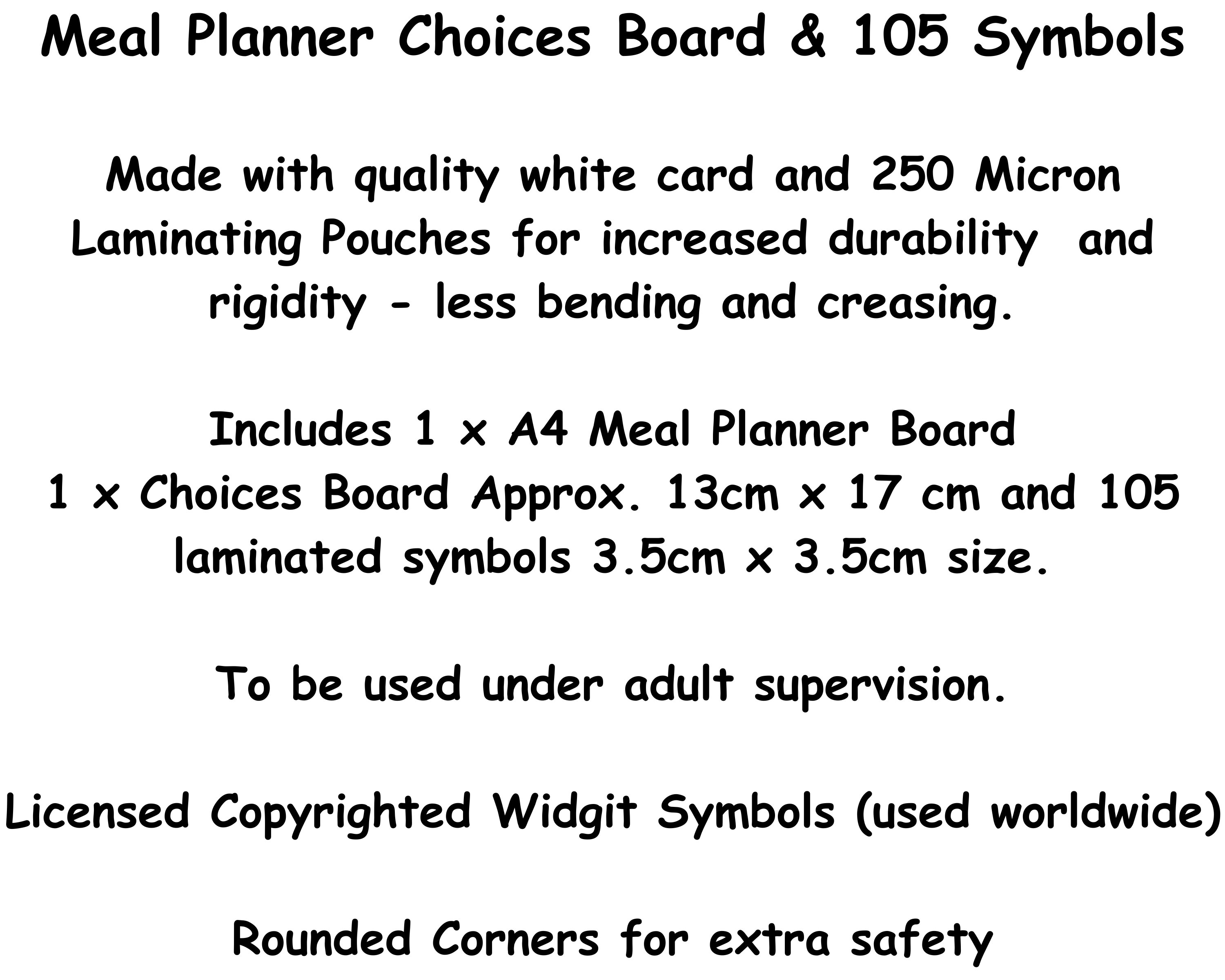 Meal Planner Visual Choice Board & 105 Food Symbols Children Autism ...