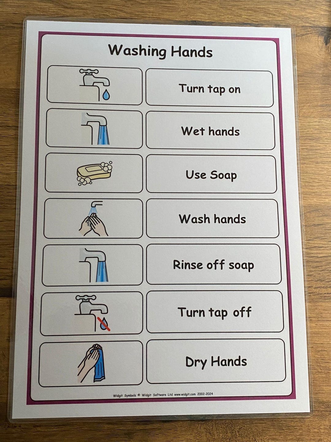 Washing Hands Hygiene Checklist Support/aid for Autism/adhd//visual ...