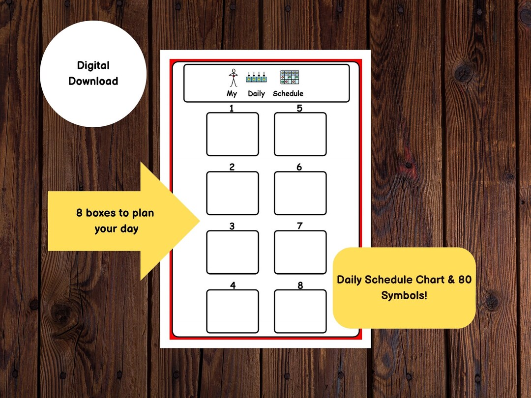 Daily Routine Schedule Planner & 80 Symbols Visual Timetable Printable ...