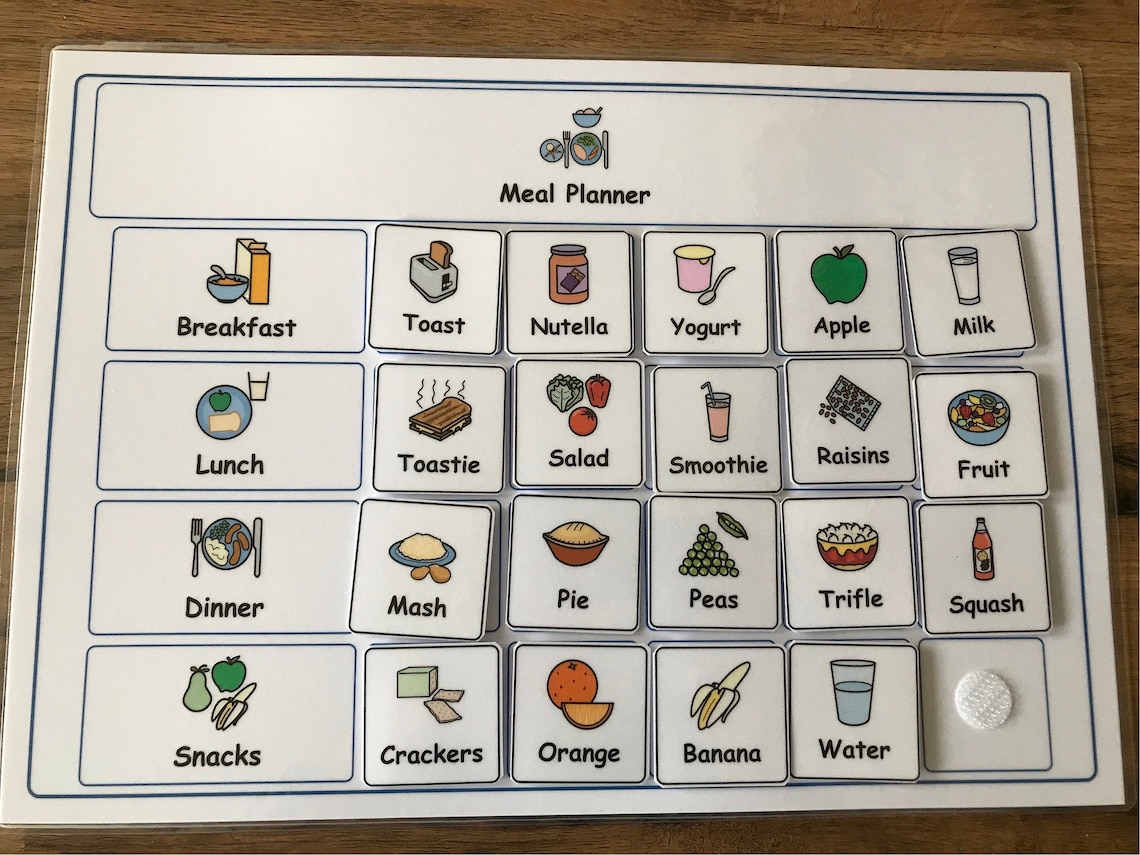 Meal Planner Visual Choice Board & 105 Food Symbols Children Autism ...