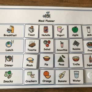 Meal Planner Visual Choice Board & 105 Food Symbols Children Autism ...