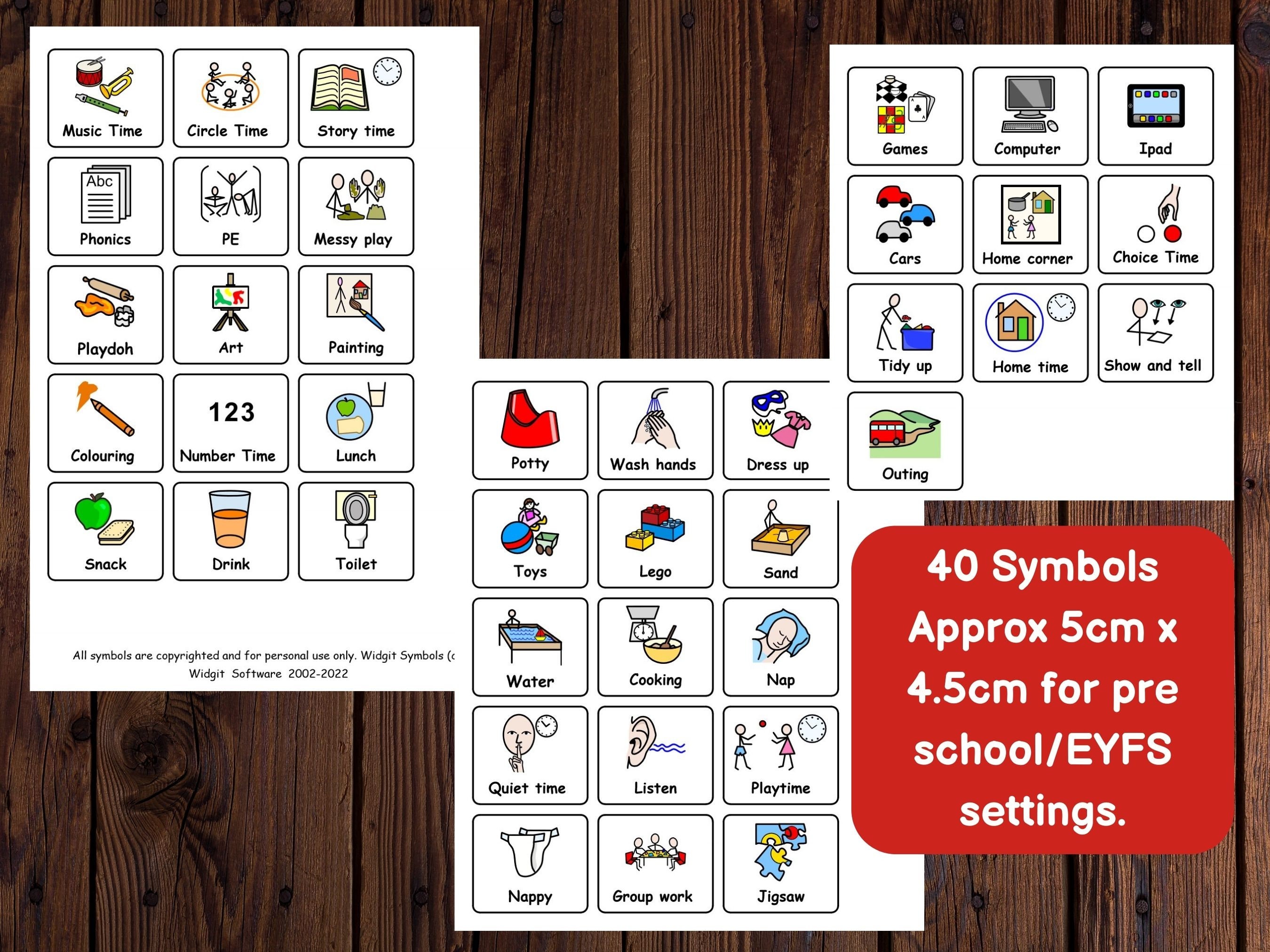Schedule Chart and 40 Symbols Printable for a Nursery/pre School/eyfs ...