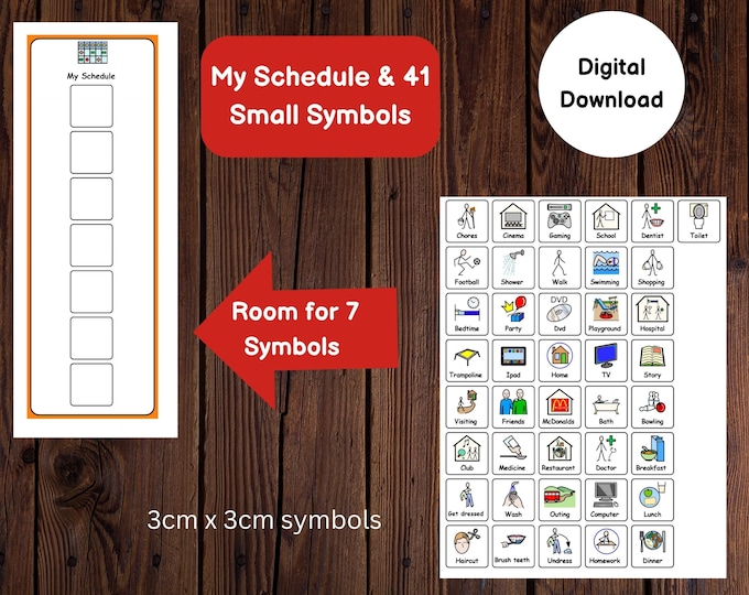 Daily Schedule Chart 41 Small Symbols Visual Timetable Printable for ...