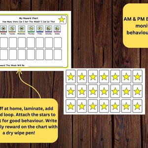 Behaviour Reward Star Chart Printable for Children SEN/ Visual Learners ...