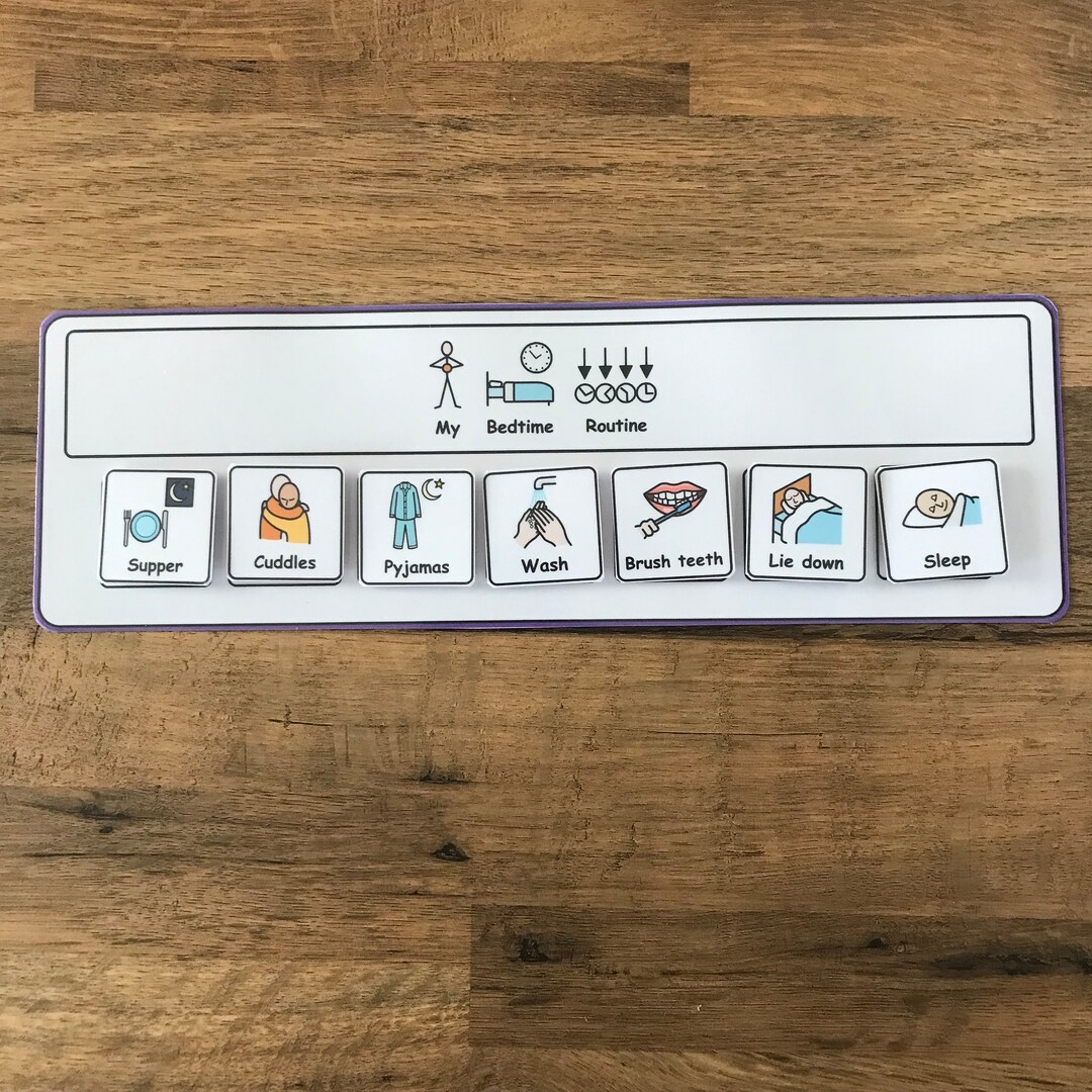 Small My Bedtime Routine Chart Visual Support Visual Aid for Asd/adhd ...