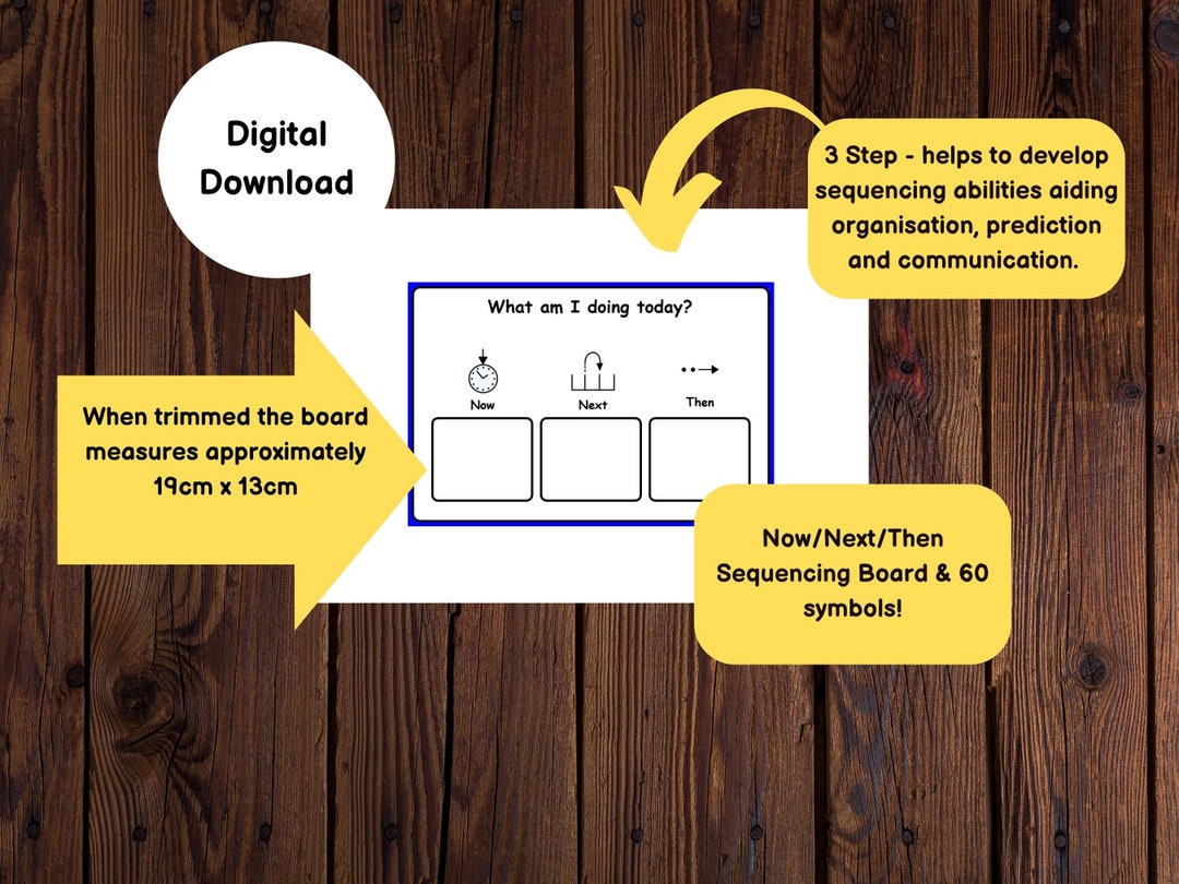 Now Next Then Sequencing and 60 Symbols Visual Timetable Printable for ...