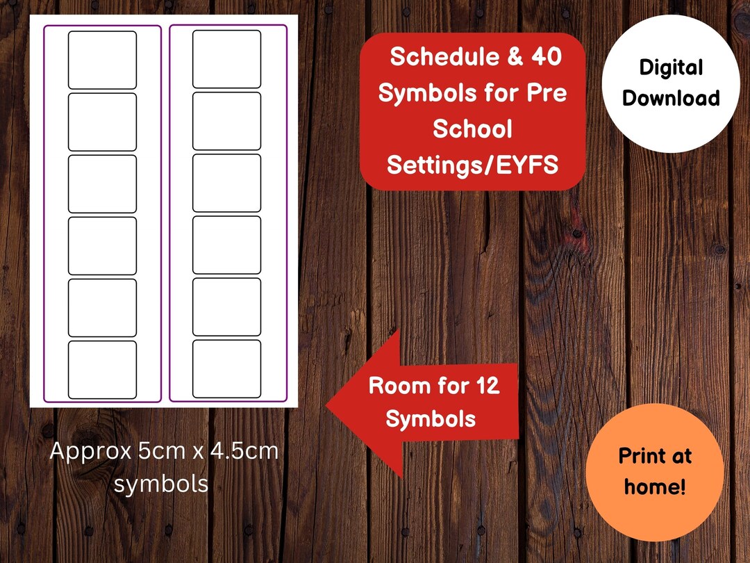 Schedule Chart and 40 Symbols Printable for a Nursery/pre School/eyfs ...