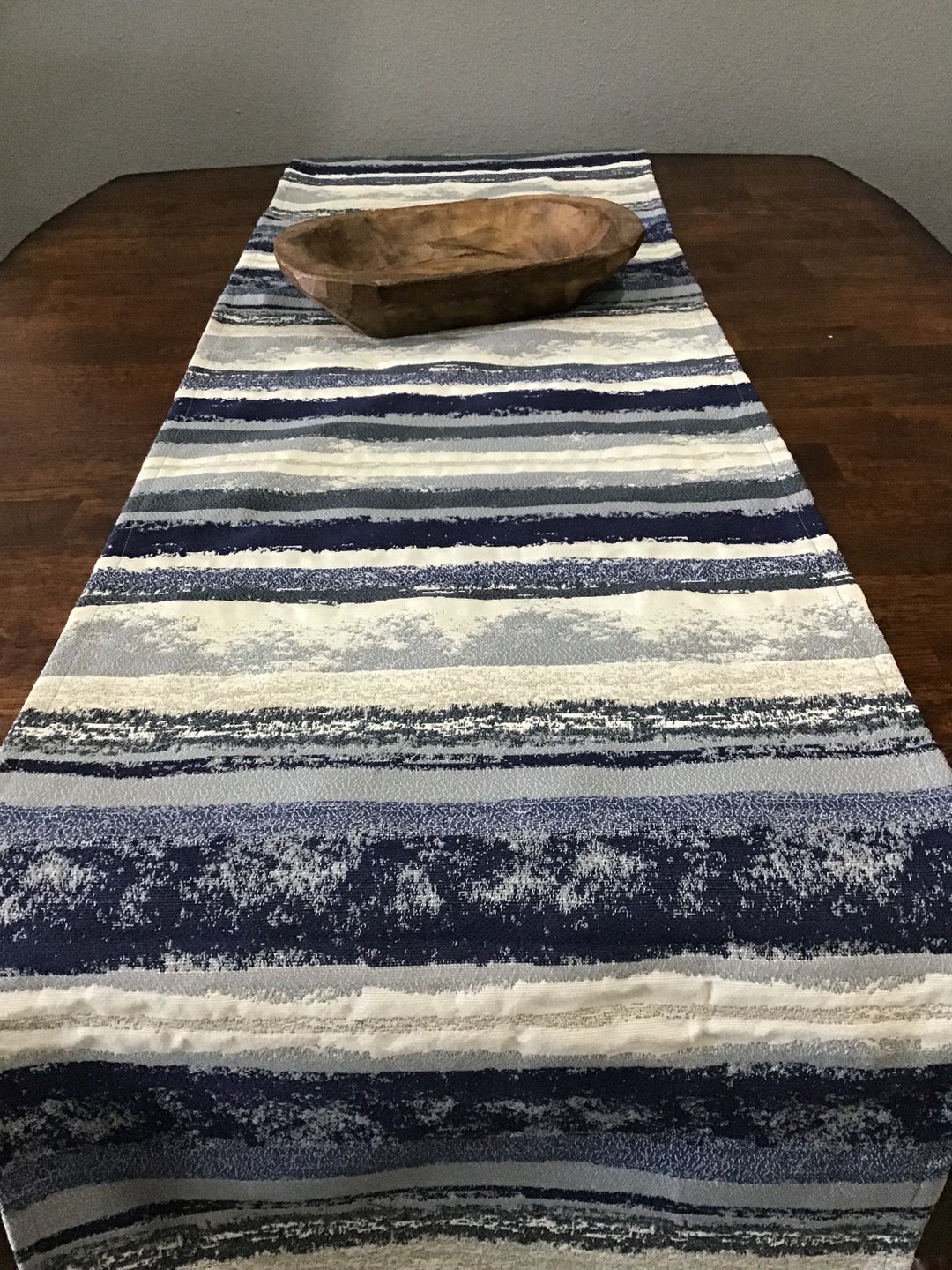 Blue Gray Table Runner Modern Coastal Boho Entryway Buffet Dresser ...