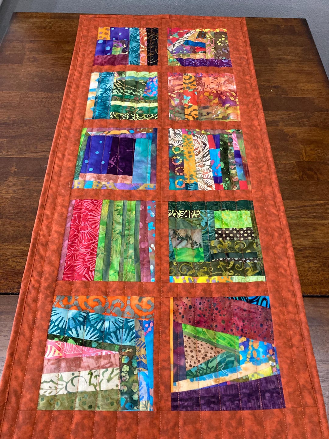 Quilted Table Runner Batiks Coffee Table Cover Dresser Scarf - Etsy