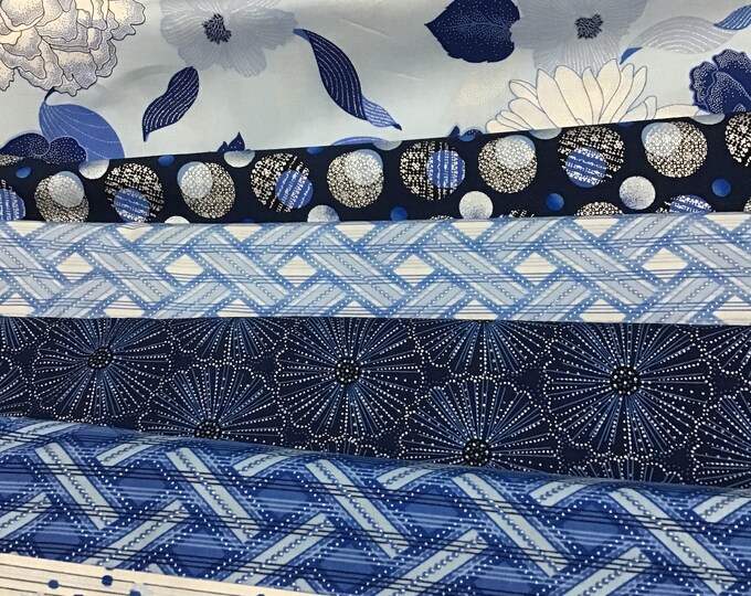 Blue Quilt Fabric Bundle Lot Kanvas Blue Brilliance 9 Yards Blue Floral ...