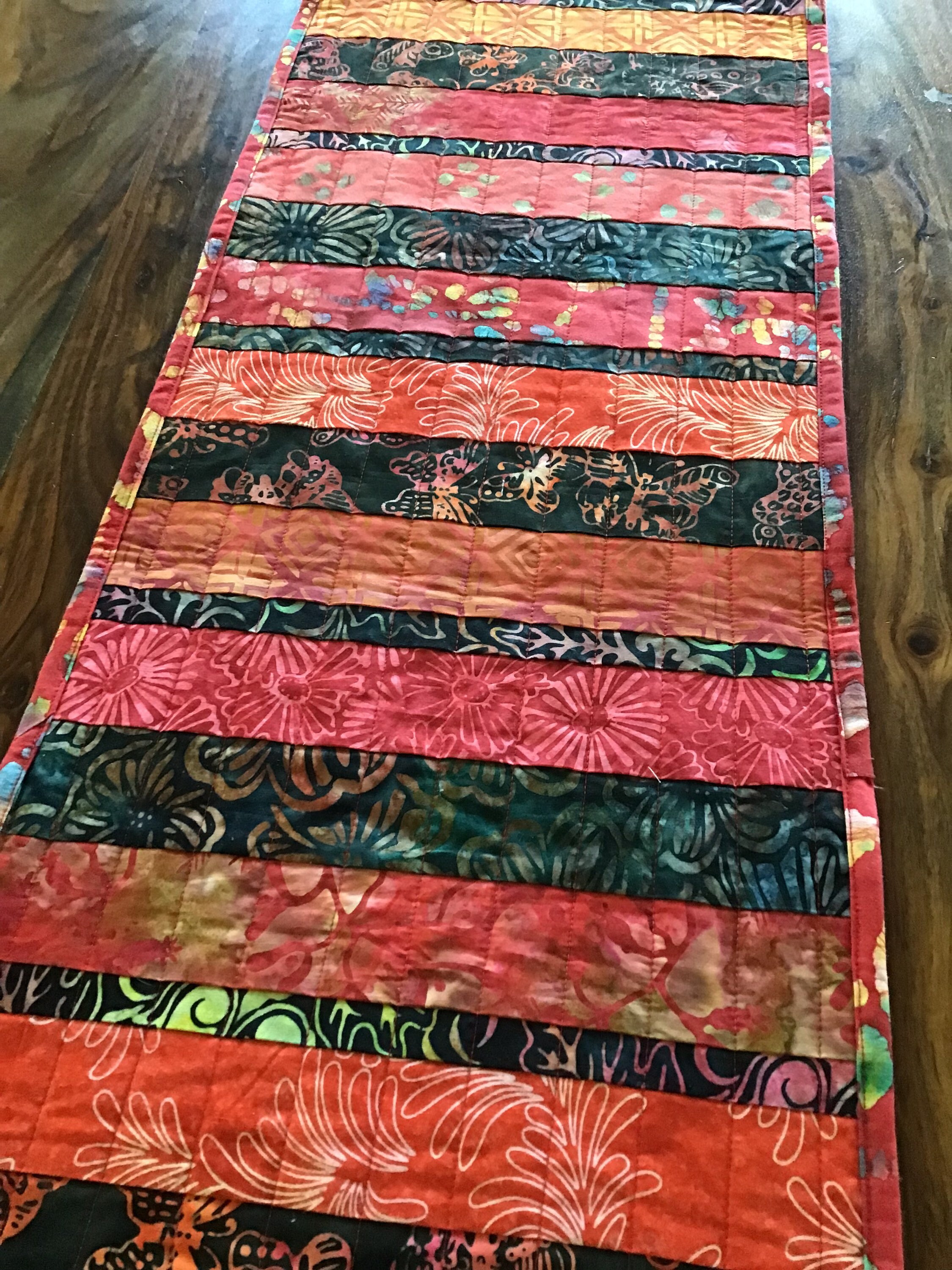 Red Black Batik Quilted Table Runner Boho Dresser Scarf - Etsy