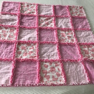 Baby Rag Quilt Flannel Pink Cow Print Stripe Ticking Dot Farmhouse - Etsy