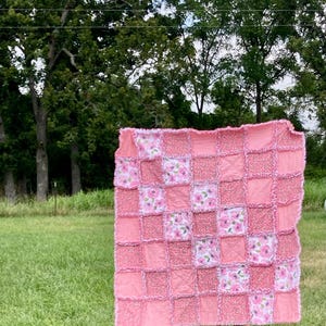 Pink Floral Rag Quilt: Cotton Flannel Lap Quilt 48" - Etsy