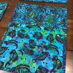 Blue Batik Placemats Set of 4 Reversible Quilted Placemats - Etsy