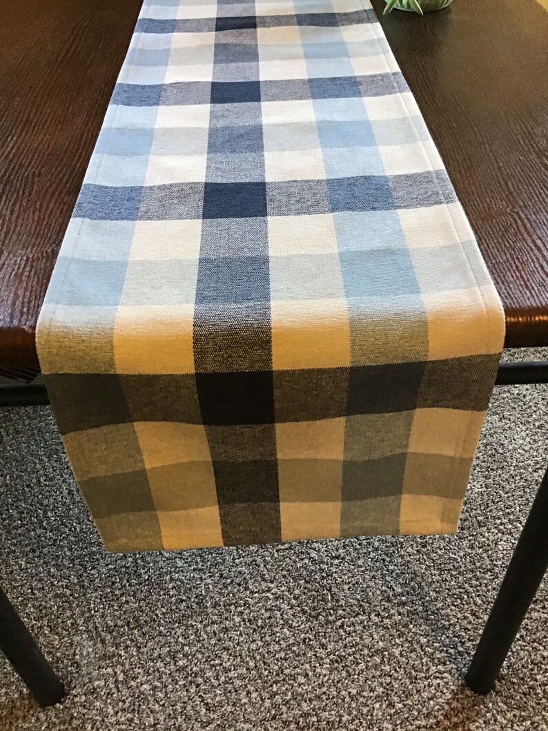 Blue Buffalo Check Table Runner: Farmhouse Plaid Entryway Decor - Etsy