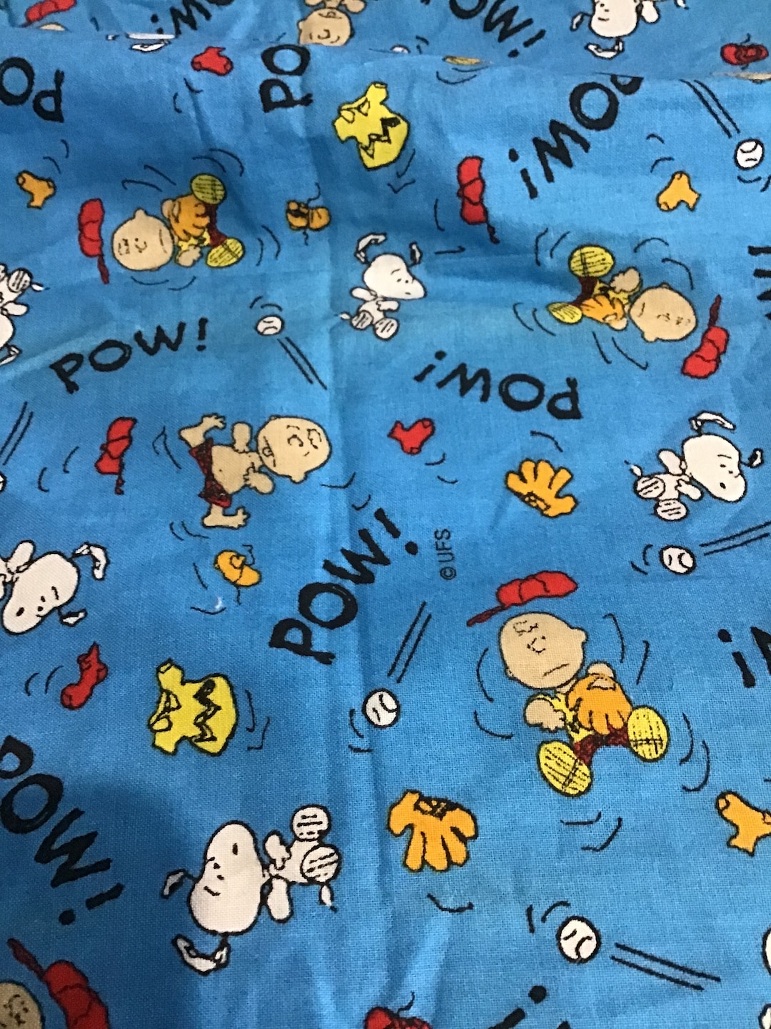 Vintage Peanuts Charlie Brown Fabric Scrap Destash Baseball POW Concord ...
