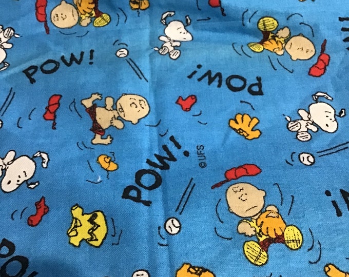 Vintage Peanuts Charlie Brown Fabric Scrap Destash Baseball POW Concord ...