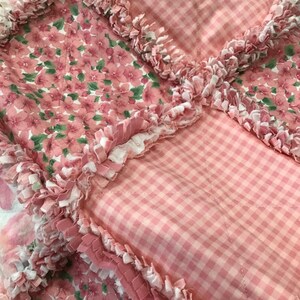 Pink Floral Rag Quilt: Cotton Flannel Lap Quilt 48" - Etsy