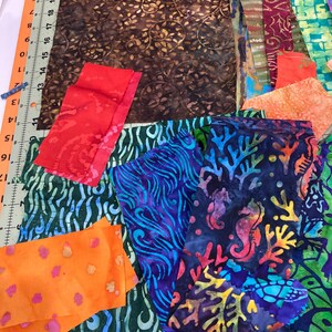 Batik Fabric Scraps, Crumb Quilting Pieces, Fabric Destash - Etsy