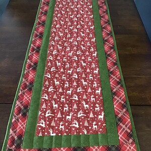 Christmas Quilted Runner Holiday Table Runner Farmhouse Country Plaid ...