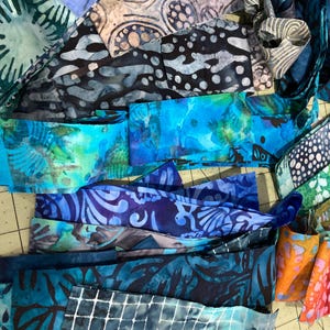 Batik Fabric Scraps Strips Collage Crumb Quilting Destash - Etsy