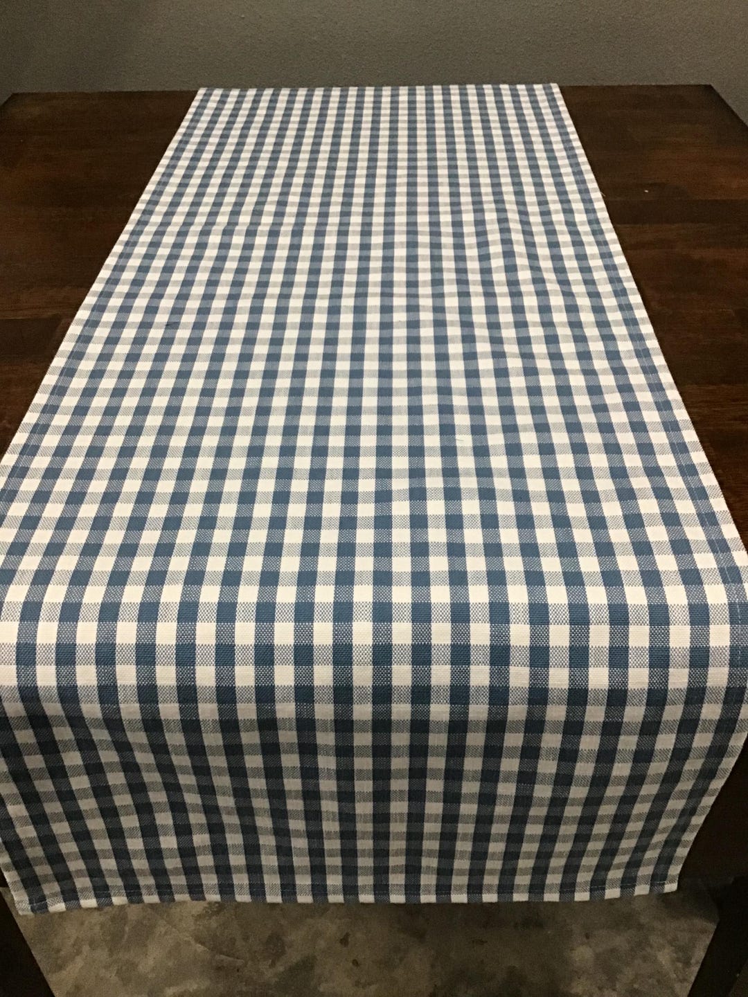 Blue Check Table Runner Farmhouse Cottage Core Long Runner 80" - Etsy