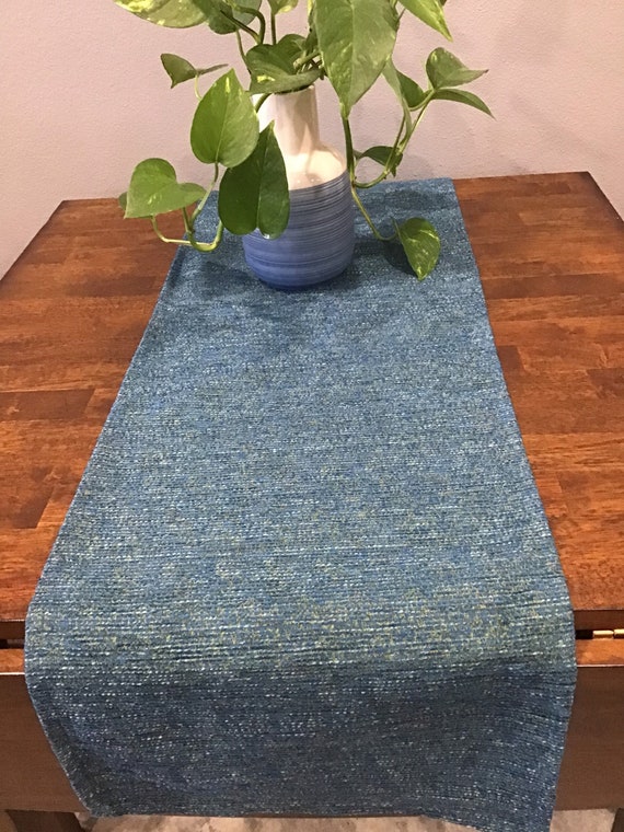 Blue Modern Textured Table Runner Blue Green Table Runner - Etsy