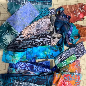 Batik Fabric Scraps Strips Collage Crumb Quilting Destash - Etsy