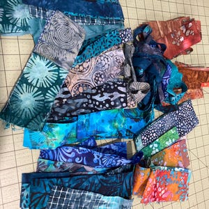 Batik Fabric Scraps Strips Collage Crumb Quilting Destash - Etsy