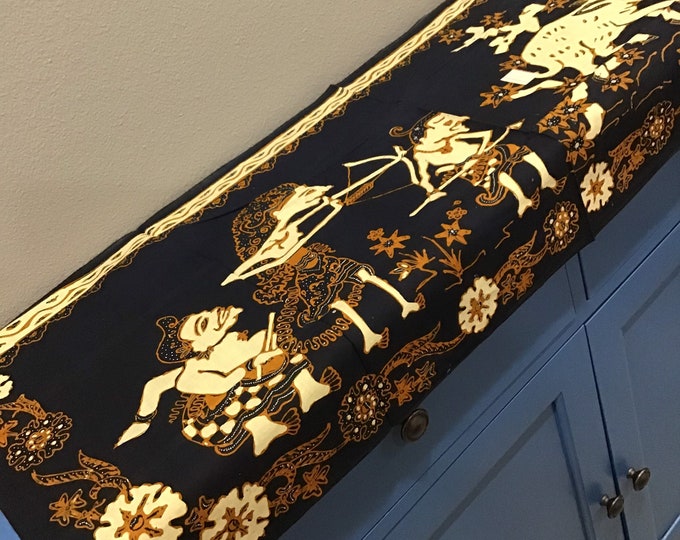 Vintage Thailand Indonesian Batik Table Runner, Dresser Scarf, Vintage ...