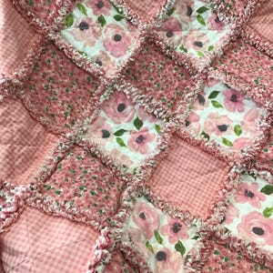 Pink Floral Rag Quilt: Cotton Flannel Lap Quilt 48" - Etsy