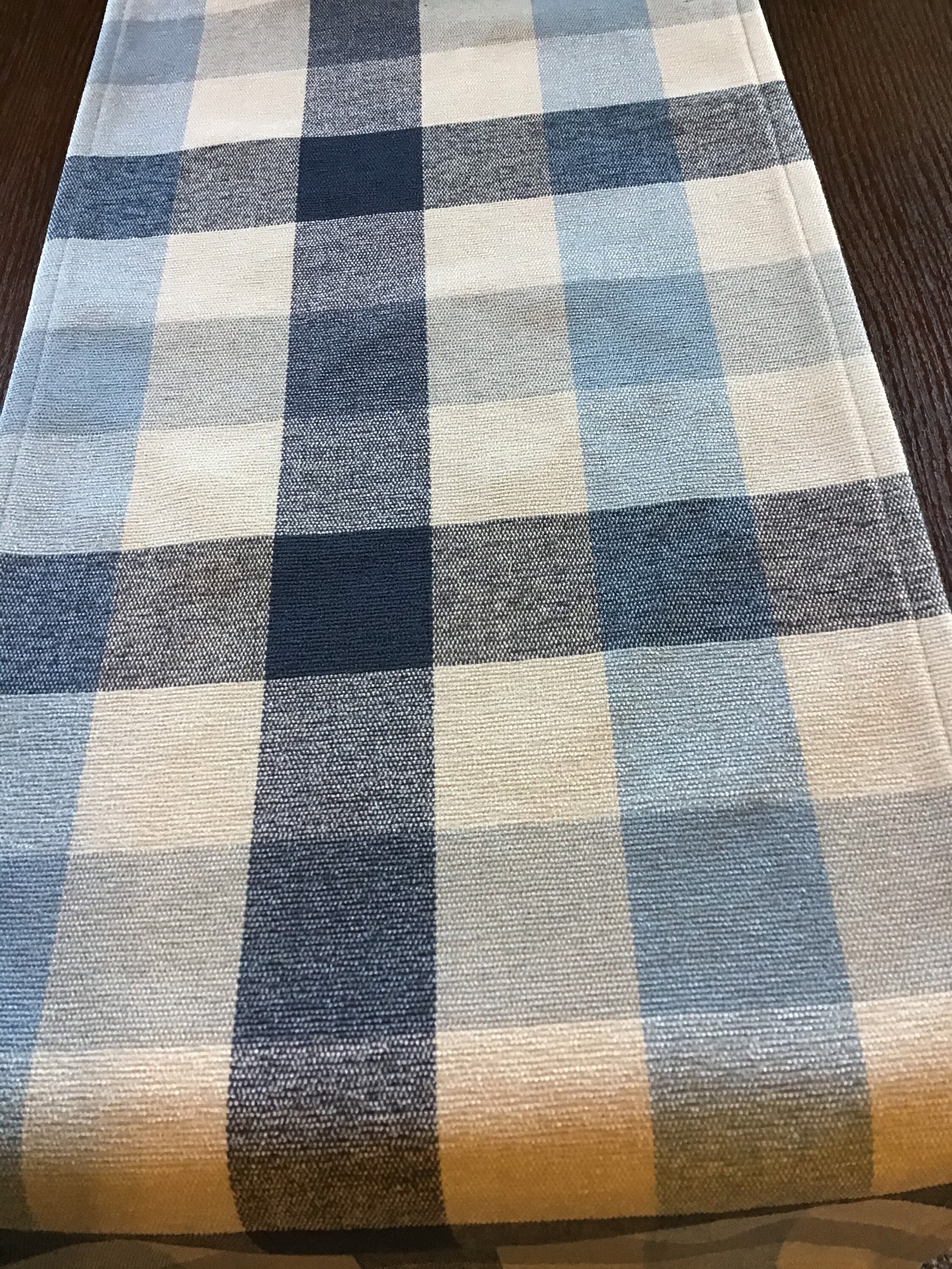 Blue Buffalo Check Table Runner: Farmhouse Plaid Entryway Decor - Etsy