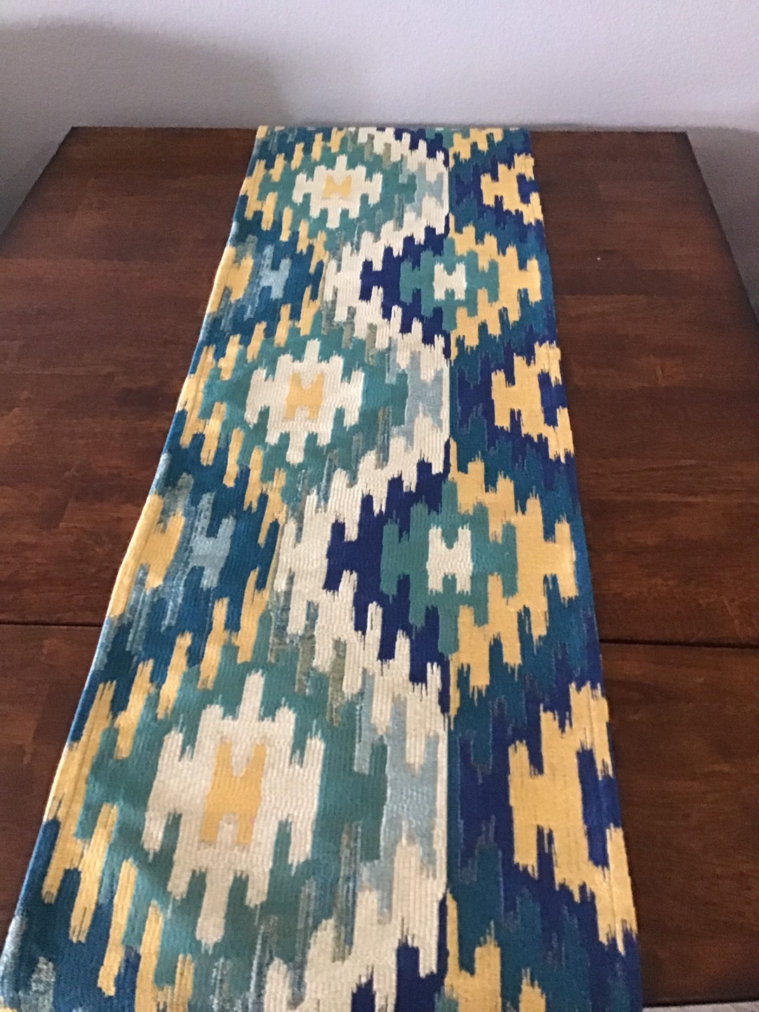 Modern Blue Teal Gold Table Runner, Dresser Scarf Table Cover - Etsy