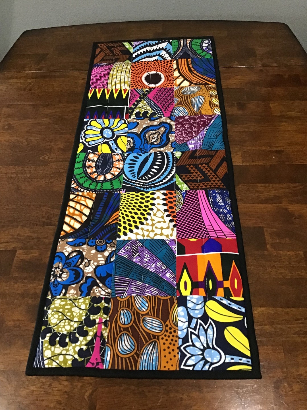 African Print Table Runner Quilted Reversible Dresser Scarf Cover ...