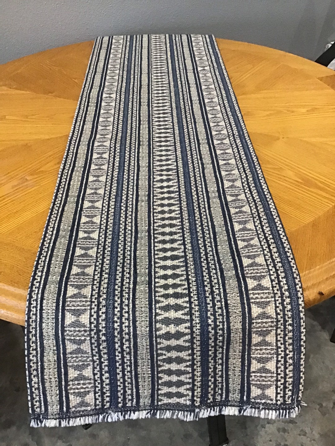 Modern Table Runner Blue Gray Cream Coastal Urban Dresser Entryway ...