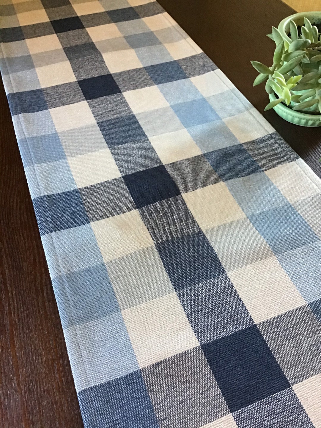 Blue Buffalo Check Table Runner: Farmhouse Plaid Entryway Decor - Etsy