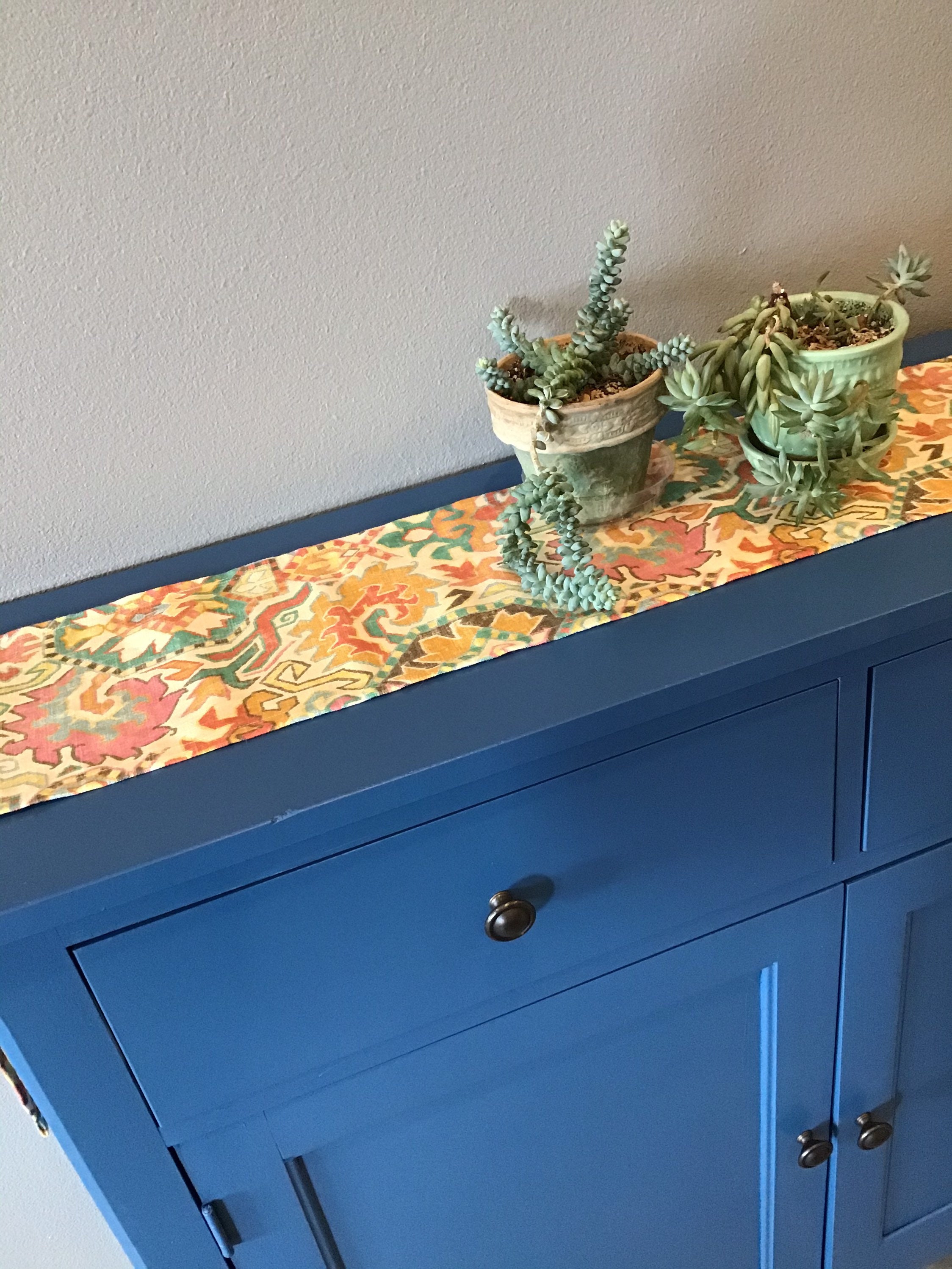 Modern Blue Teal Gold Table Runner Entryway Runner Dresser - Etsy