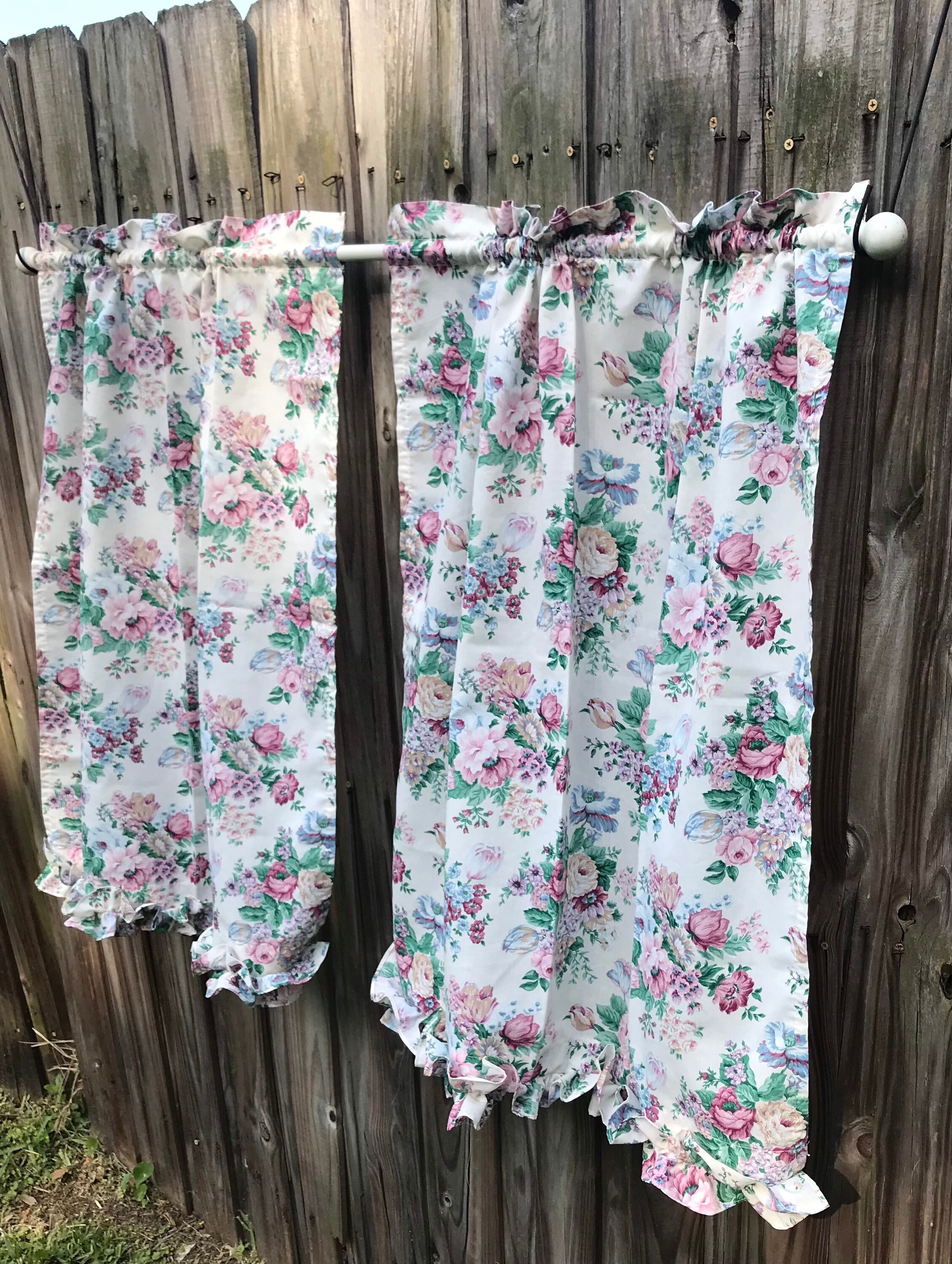 Curtains Kitchen Bathroom Cabbage Roses Pink Roses Home Decor - Etsy.de